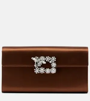 ROGER VIVIER Efflorescence Embellished Clutch - Brown