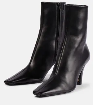 Saint Laurent Jill 75 Leather Ankle Boots - Black