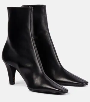 Saint Laurent Jill 75 Leather Ankle Boots - Black