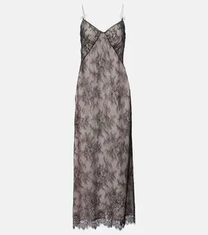 Blumarine Rebrodé Lace Midi Dress - Black