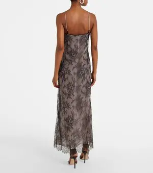 Blumarine Rebrodé Lace Midi Dress - Black