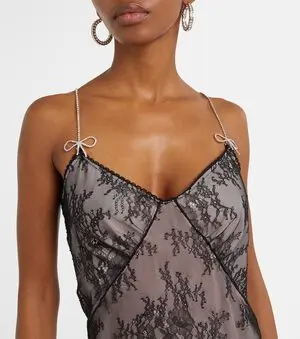 Blumarine Rebrodé Lace Midi Dress - Black