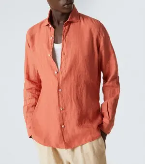Fedeli Linen Oxford Shirt - Orange