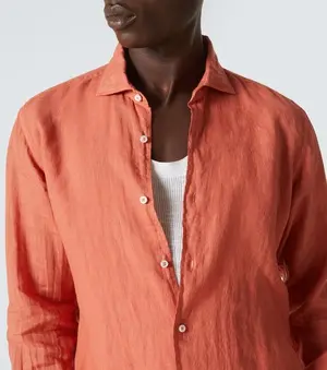 Fedeli Linen Oxford Shirt - Orange