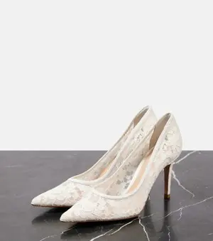 GIANVITO ROSSI Lyon 85 Lace Pumps - White