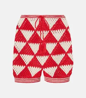 Anna Kosturova Malia Crochet High-rise Cotton Shorts - Multicoloured