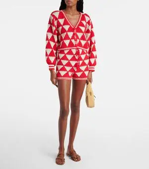 Anna Kosturova Malia Crochet High-rise Cotton Shorts - Multicoloured