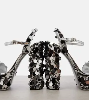 Dolce & Gabbana Sequined Faux Leather Platform Sandals