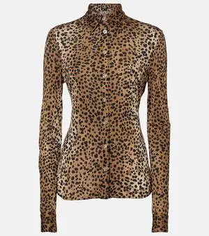 Versace Leopard-print Viscose Shirt - Brown