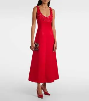 EMILIA WICKSTEAD Abella Embellished Satin Midi Dress