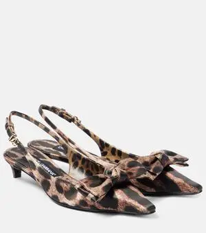 Dolce & Gabbana Leo 30 Printed Satin Slingback Pumps - Multicoloured
