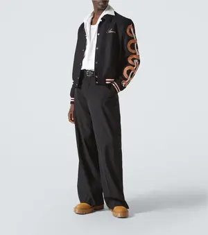 Amiri Snake Bones Wool-blend Varsity Jacket