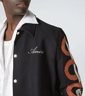 Amiri Snake Bones Wool-blend Varsity Jacket