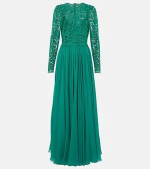 Dolce & Gabbana Lace And Silk Gown - Green