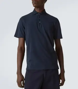 Fedeli Cotton Piqué Polo Shirt - Blue