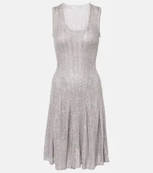 Alaïa Sequined Knitted Mini Dress - Silver