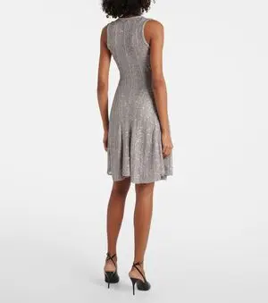 Alaïa Sequined Knitted Mini Dress - Silver