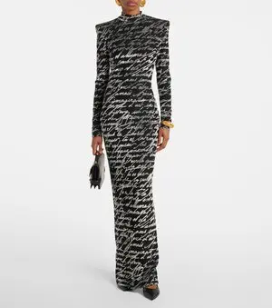 Balmain Love Letter Jacquard Gown