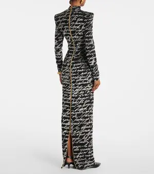 Balmain Love Letter Jacquard Gown