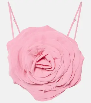 Blumarine Floral-appliqué Crop Top - Pink