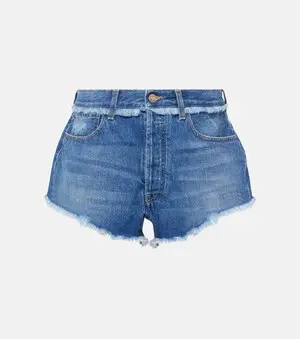 Alanui Fringed Denim Shorts - Blue