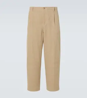 FRAME Pleated Straight Cotton Pants