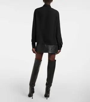 Wardrobe.NYC Tie-neck Silk Blouse