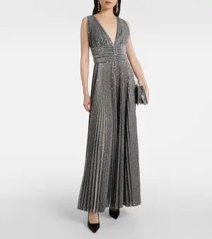 Dolce & Gabbana Metallic Plissé Cocktail Dress