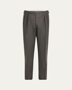 Ralph Lauren Purple Label Gregory Pleated Flannel Pants - Gray