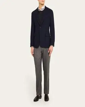 Ralph Lauren Purple Label Gregory Pleated Flannel Pants - Gray