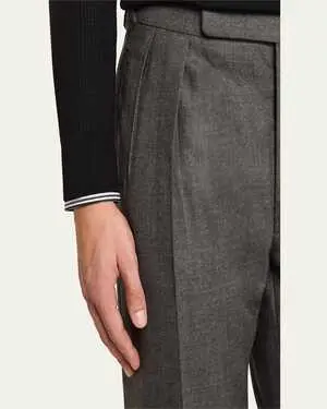 Ralph Lauren Purple Label Gregory Pleated Flannel Pants - Gray