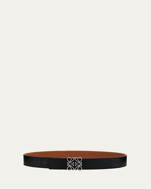 Loewe Reversible Anagram-buckle Leather Belt - Black/tan/palladium