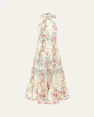 AQUA BLU AUSTRALIA Evelyn Backless Halter Maxi Dress - Multi