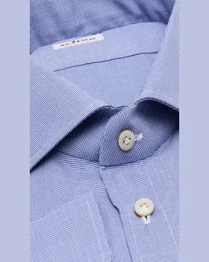 Kiton Cotton Micro-houndstooth Dress Shirt