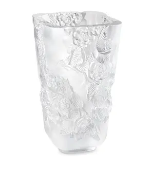 Lalique Large Crystal Pivoines Vase - Clear