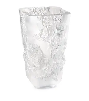 Lalique Large Crystal Pivoines Vase