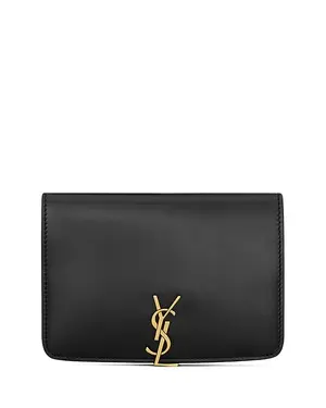 Saint Laurent Voltaire Passport Case - Black Leather/gold