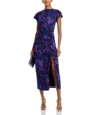 Aqua Jersey Short Sleeve Midi Dress