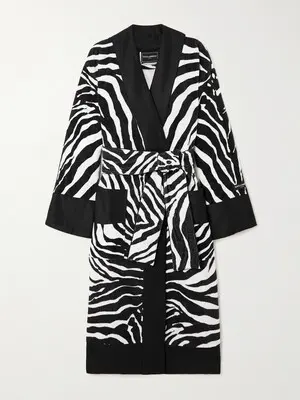 Dolce & Gabbana Belted Zebra-print Cotton-terry Robe - Animal Print