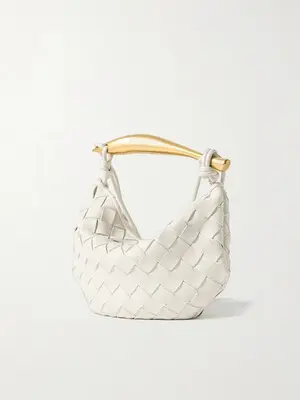 Bottega Veneta Sardine Mini Embellished Intrecciato Leather Shoulder Bag - Neutrals