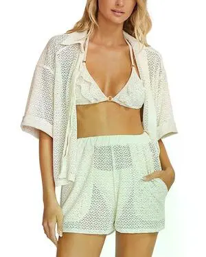 PQ Button Up Shirt Swim Cover-up - Biscotti