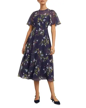 HOBBS LONDON Callie Floral Print Midi Dress