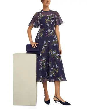 HOBBS LONDON Callie Floral Print Midi Dress