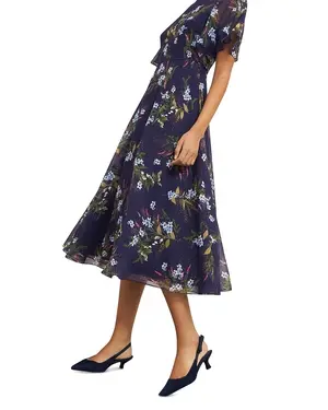 HOBBS LONDON Callie Floral Print Midi Dress