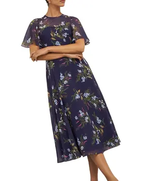 HOBBS LONDON Callie Floral Print Midi Dress