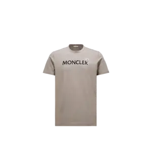 Moncler Flocked Logo Cotton T-shirt Grey