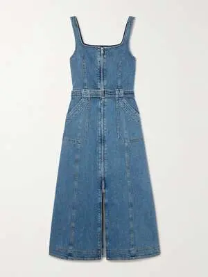 Simkhai Manson Belted Denim Midi Dress