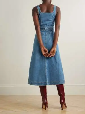 Simkhai Manson Belted Denim Midi Dress