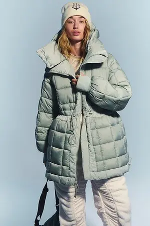 Free People Like A Dream Long Reversible Puffer Jacket - Smoked Sage