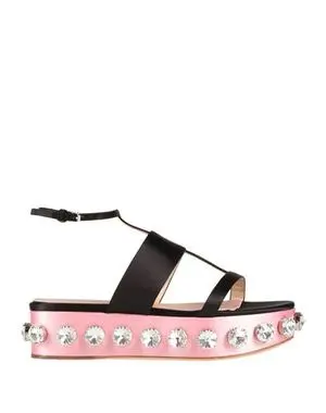 Giambattista Valli Satin Flatform Sandals - Black